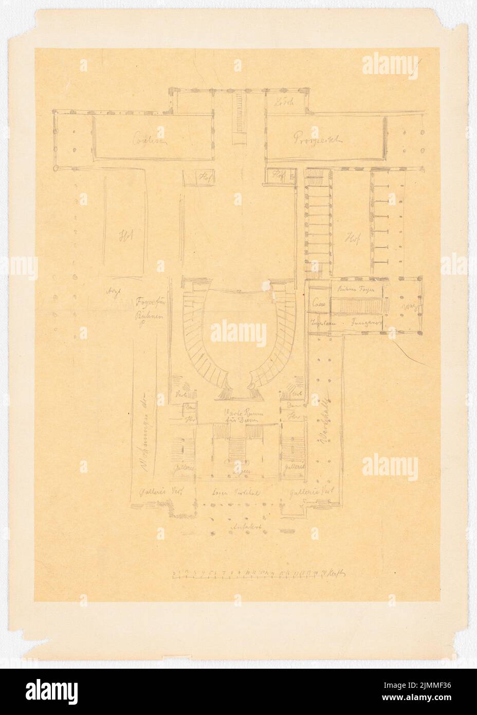 Messel Alfred (1853-1909), opera house (without date), floor plan ...