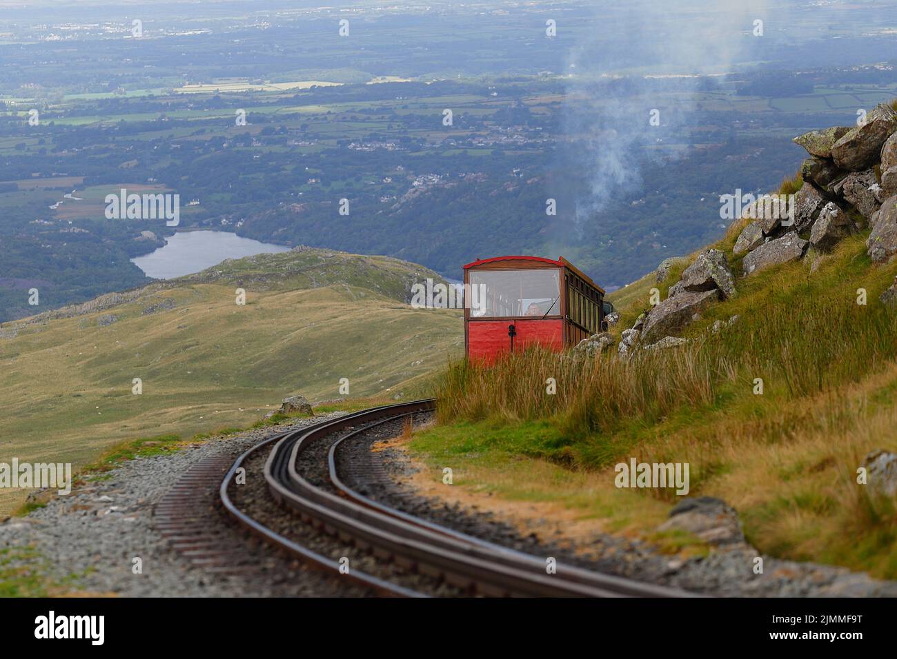 A steam train hauling passengers up to Snowdon Summit on the Snowdon Mountain Railway Stock ...