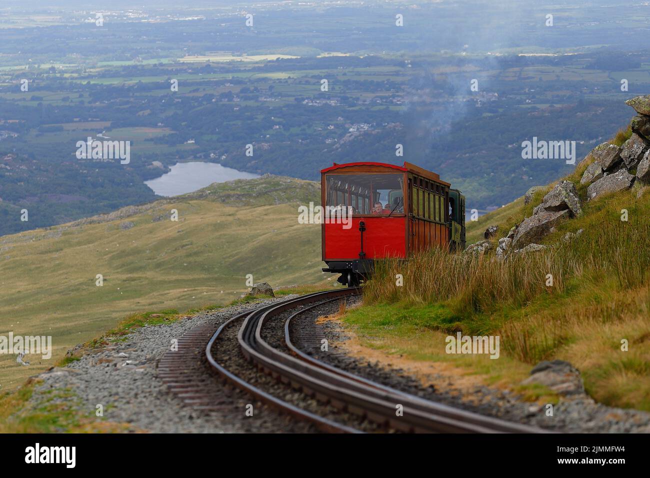 A steam train hauling passengers up to Snowdon Summit on the Snowdon Mountain Railway Stock ...