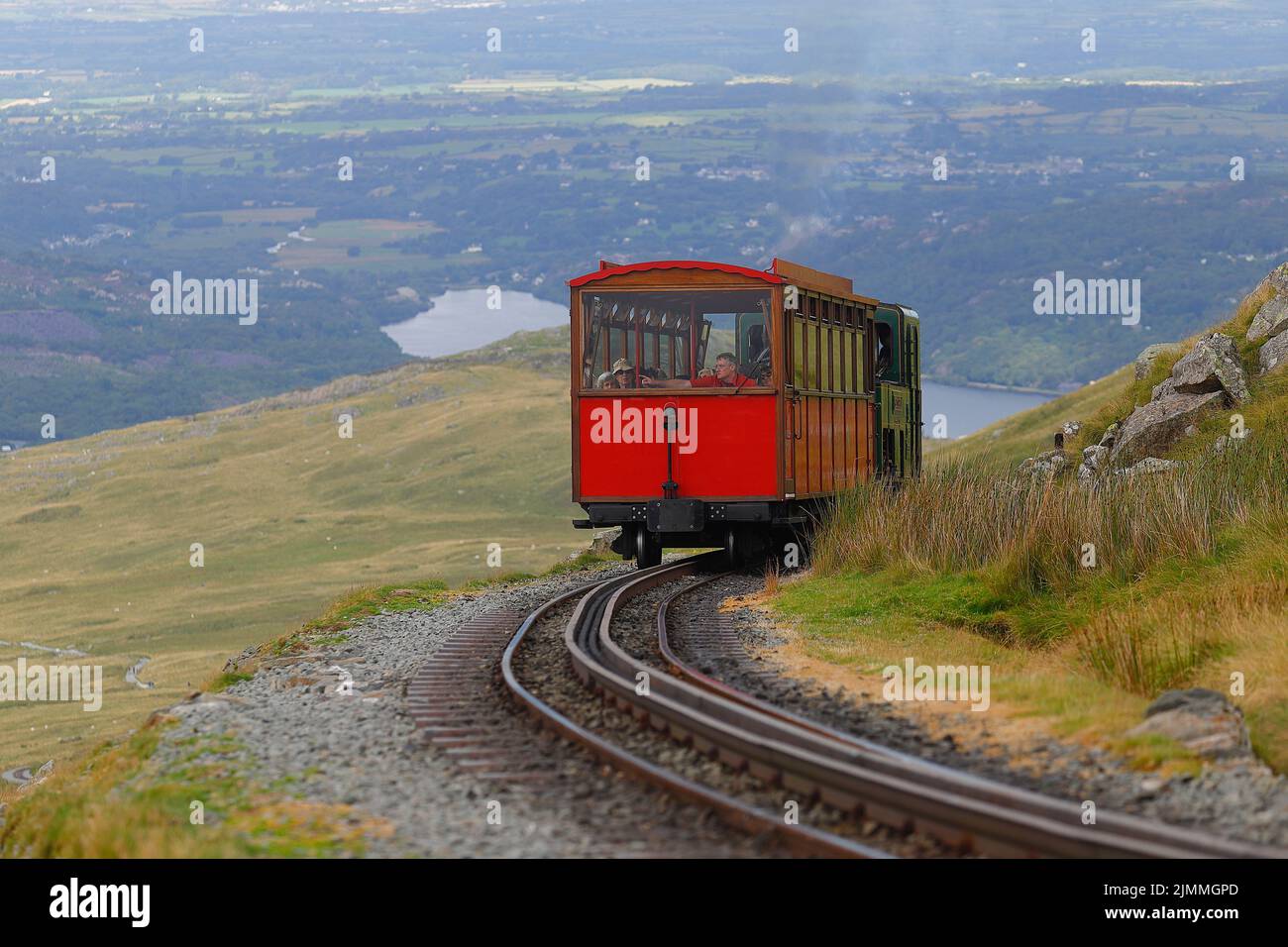 A steam train hauling passengers up to Snowdon Summit on the Snowdon Mountain Railway Stock ...