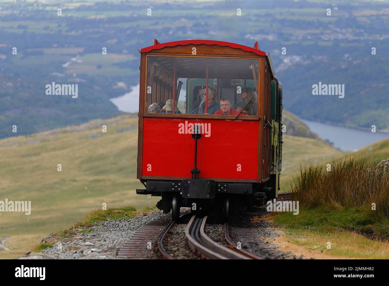 A steam train hauling passengers up to Snowdon Summit on the Snowdon Mountain Railway Stock ...