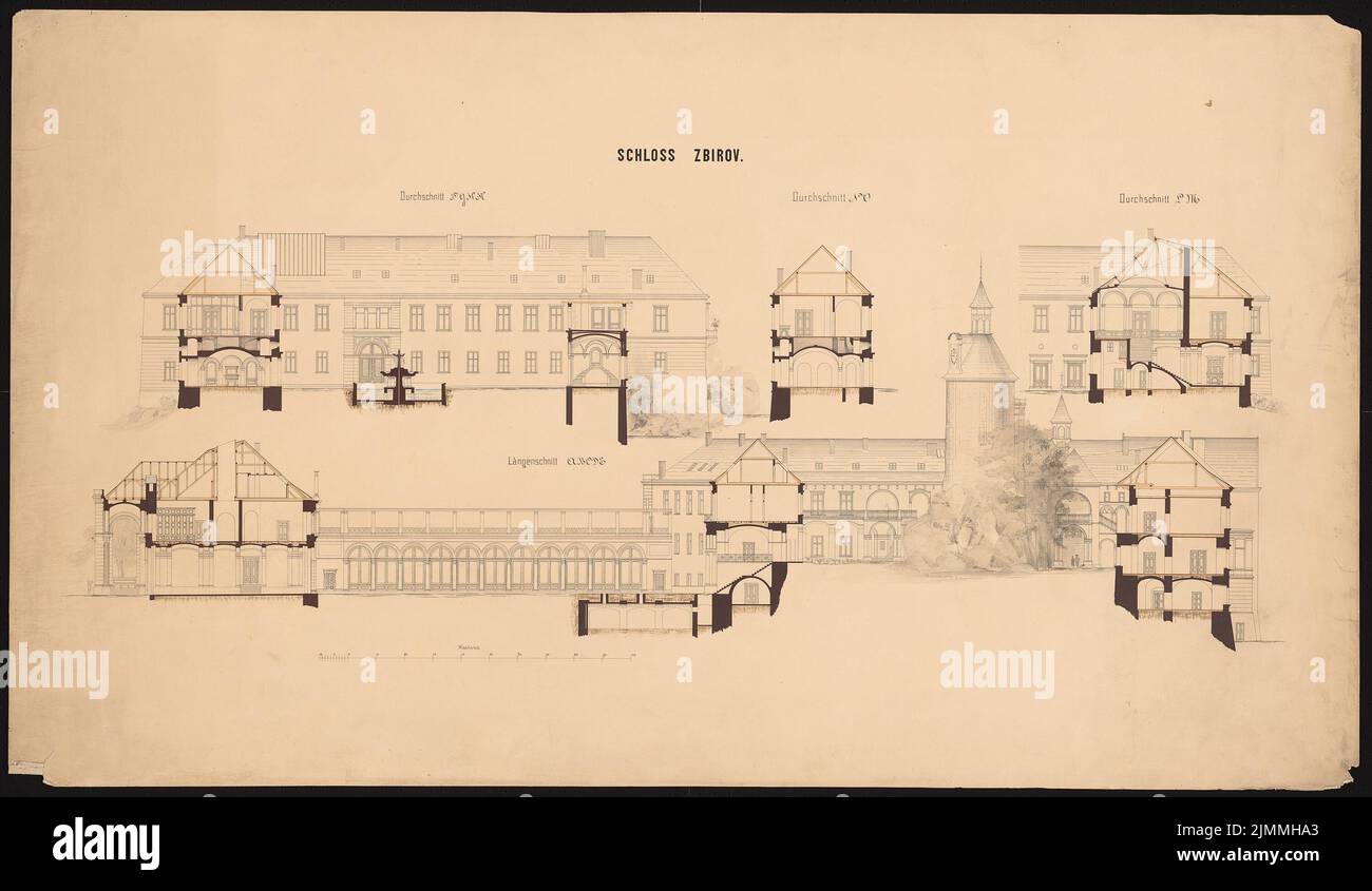 Orth August (1828-1901), Castle of Dr. Strousberg, Zbirow. Conversion ...