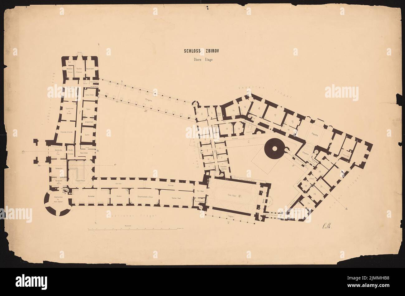 Orth August (1828-1901), Castle of Dr. Strousberg, Zbirow. Conversion ...
