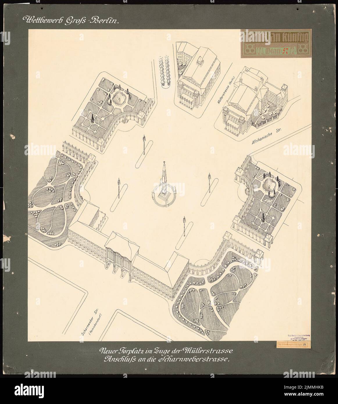 Brix & Genzmer, Groß-Berlin competition. Torplatz Müllerstraße/ corner ...