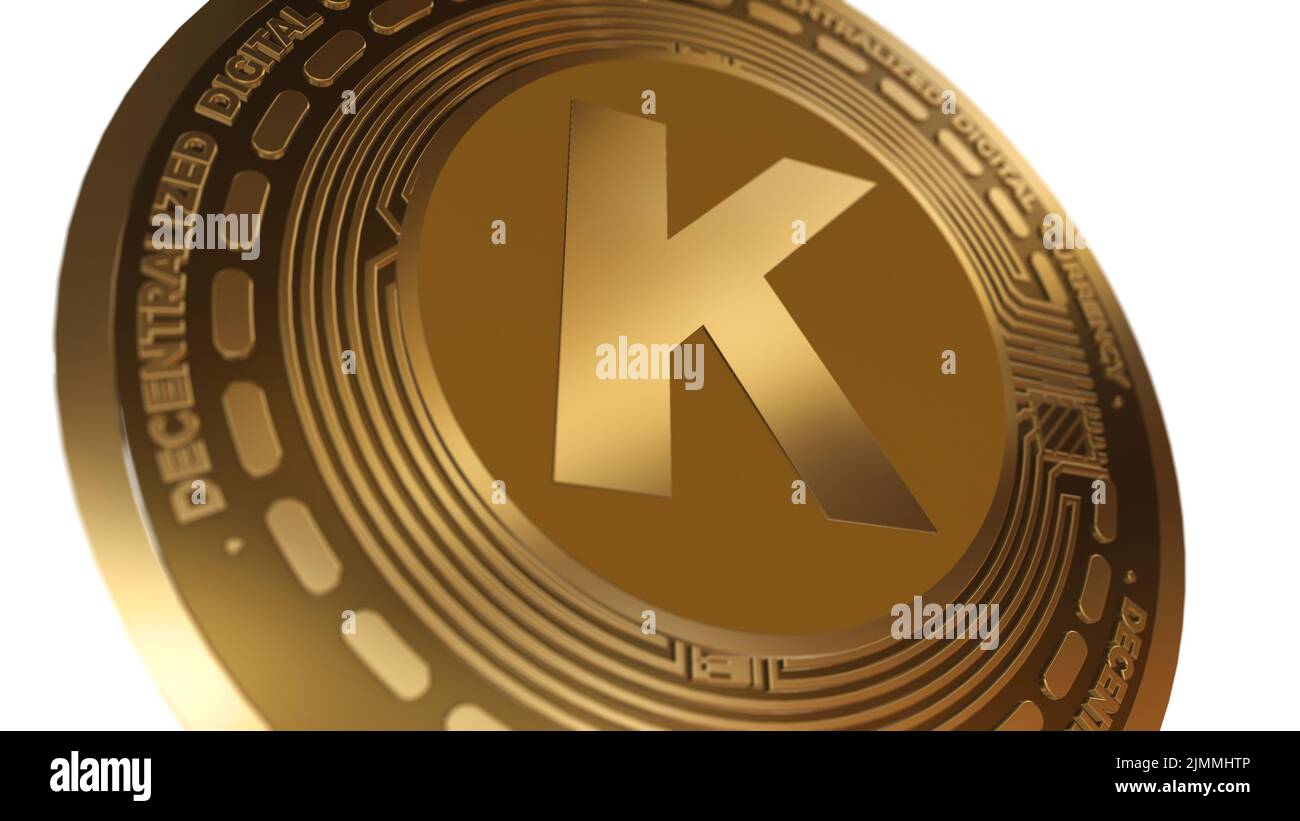 Golden Cryptocurrency of Kadena KDA Sign Isolated on a White Background ...