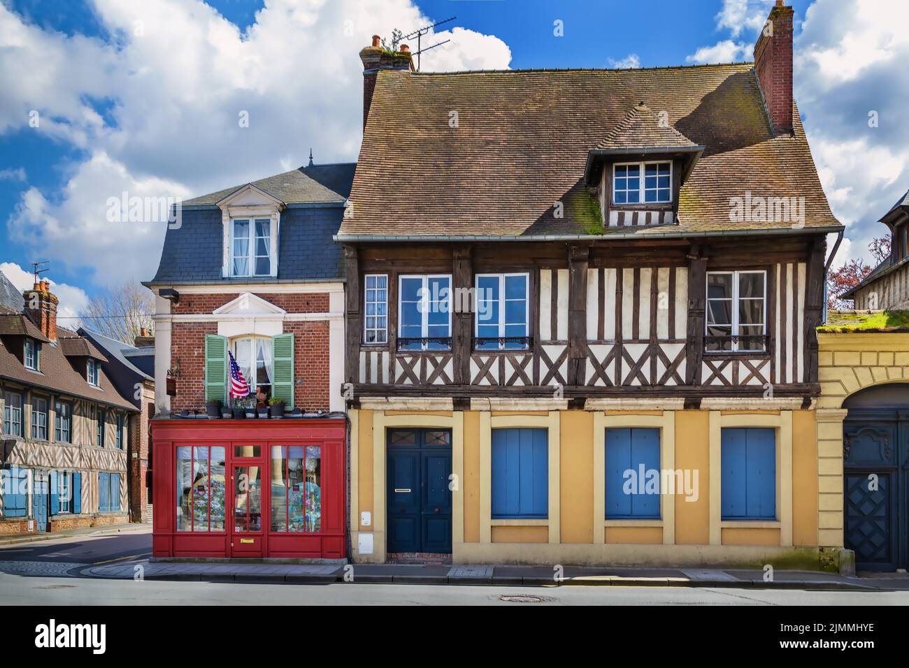 Street in Pont-l'Eveque, France Stock Photo - Alamy