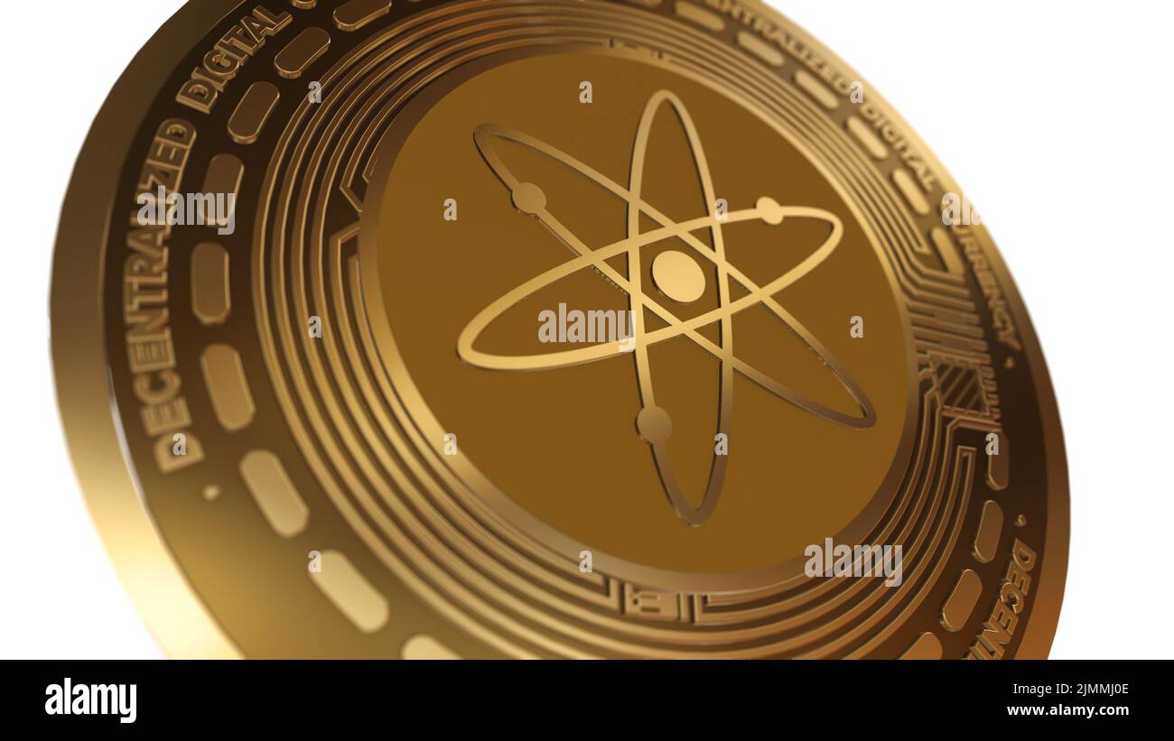 Golden Cryptocurrency of Cosmos ATOM Sign Isolated on a White ...