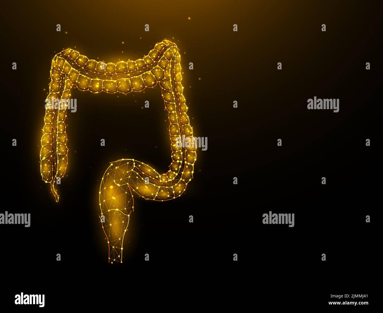 Abstraction polygonal illustration of the colon or large intestine on a ...