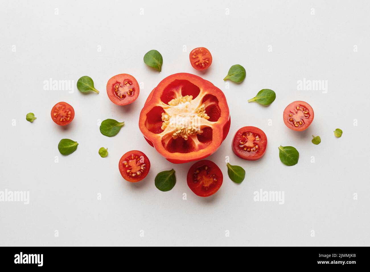 Top view bell pepper with tomatoes Stock Photo - Alamy