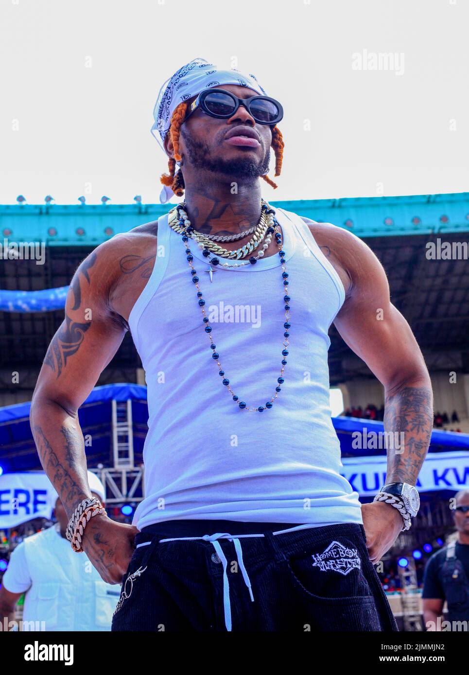 The Tanzanian bongo flava artist Diamond Platnumz performs at Azimio la ...