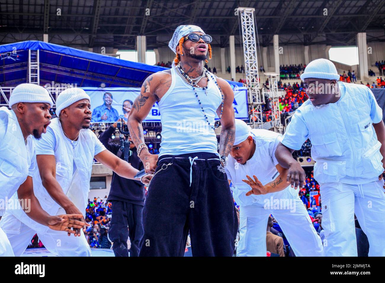 The Tanzanian bongo flava artist Diamond Platnumz performs at Azimio la ...