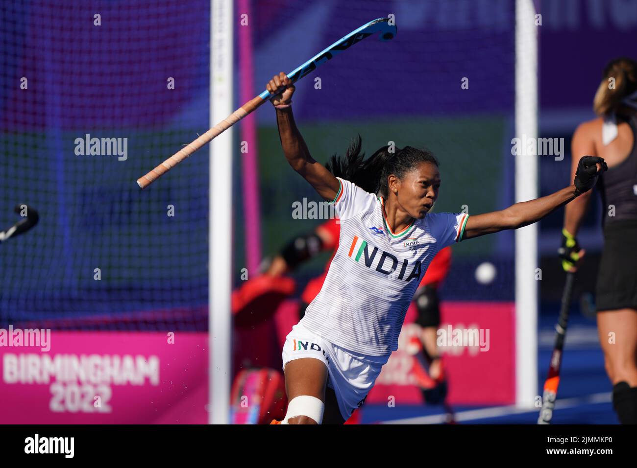 India's Salima Tete celebrates scoring the opening goal during the ...