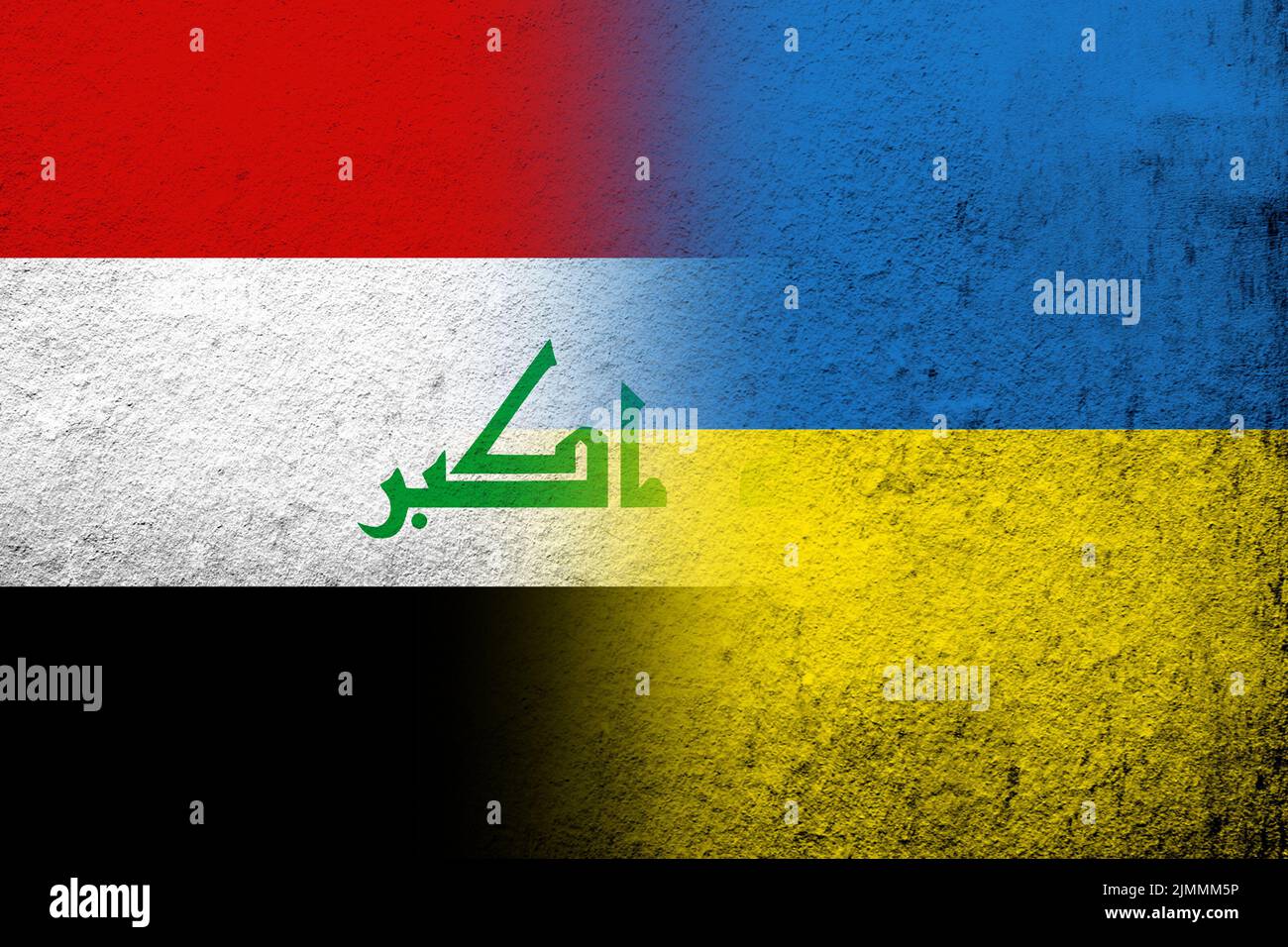 The Republic of Iraq National flag with National flag of Ukraine ...