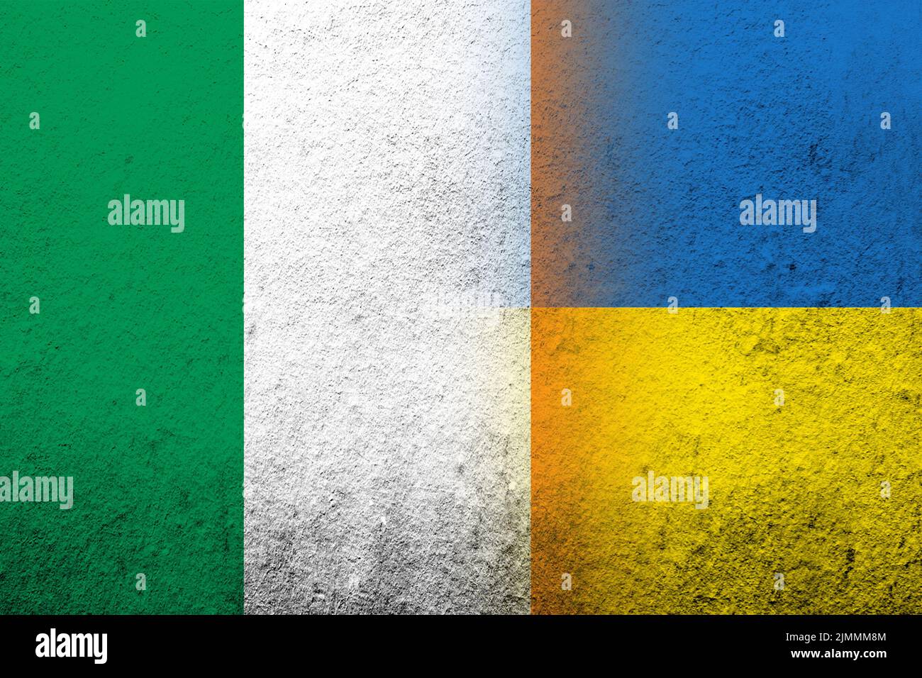 The Republic of Ireland National flag with National flag of Ukraine ...