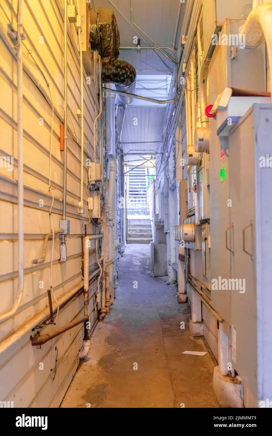Narrow concrete path leading to an outdoor stairs in San Francisco ...