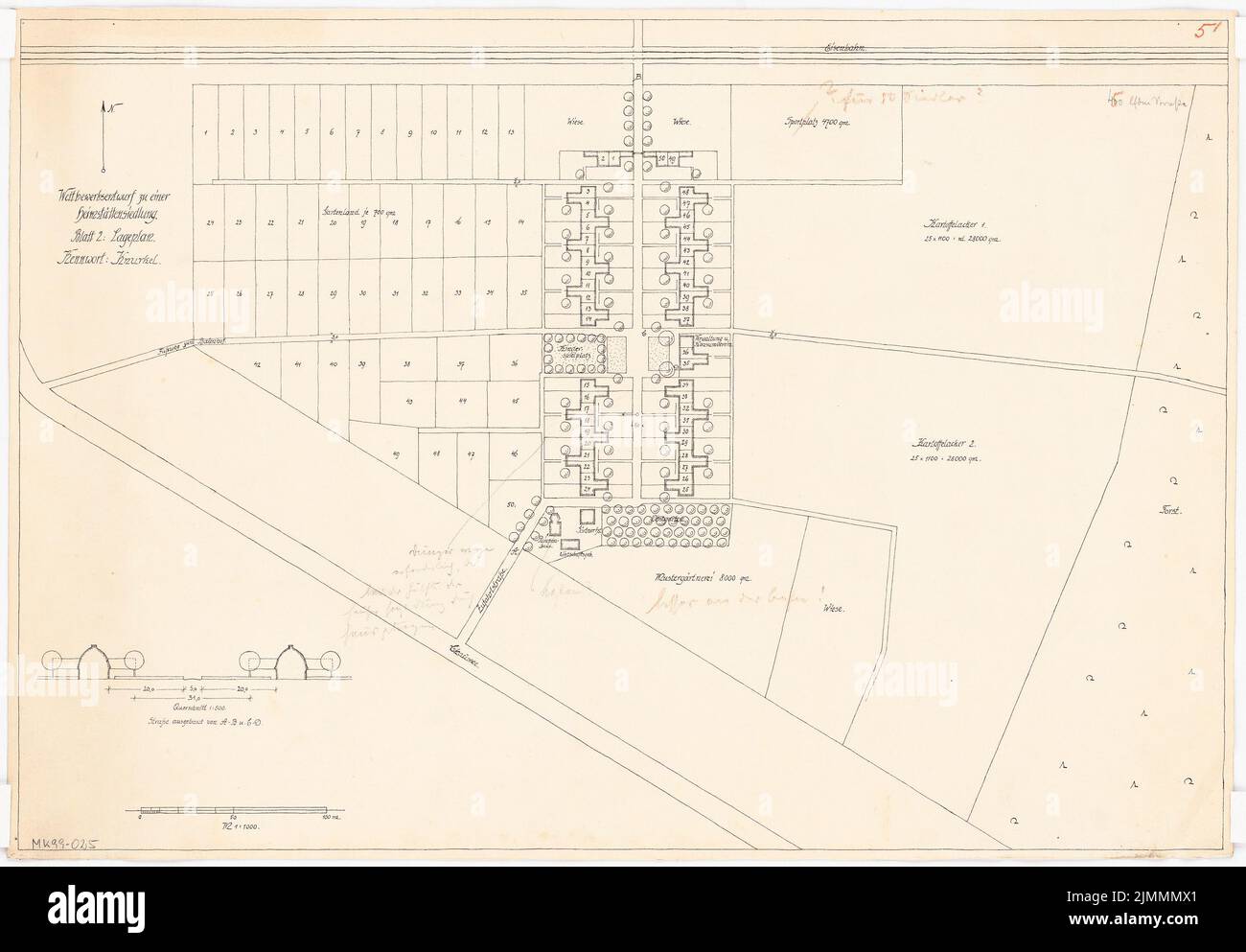 Unknown architect, row houses of a home settlement. Monthly competition ...