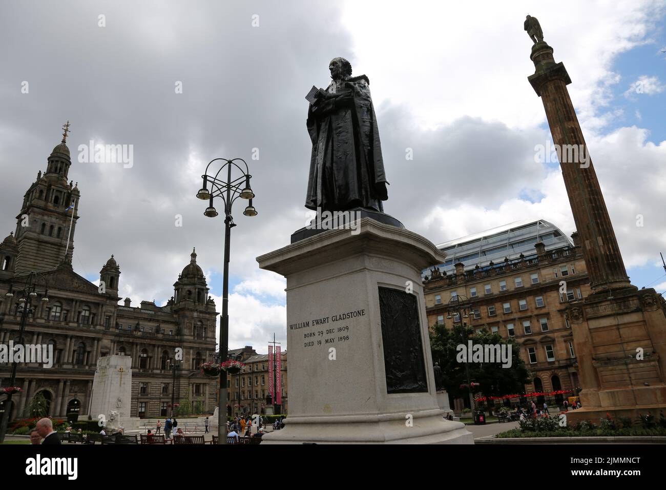 George Square, Glasgow, Scotland, UK. Statue of Wiliam Ewart Gladstone ...