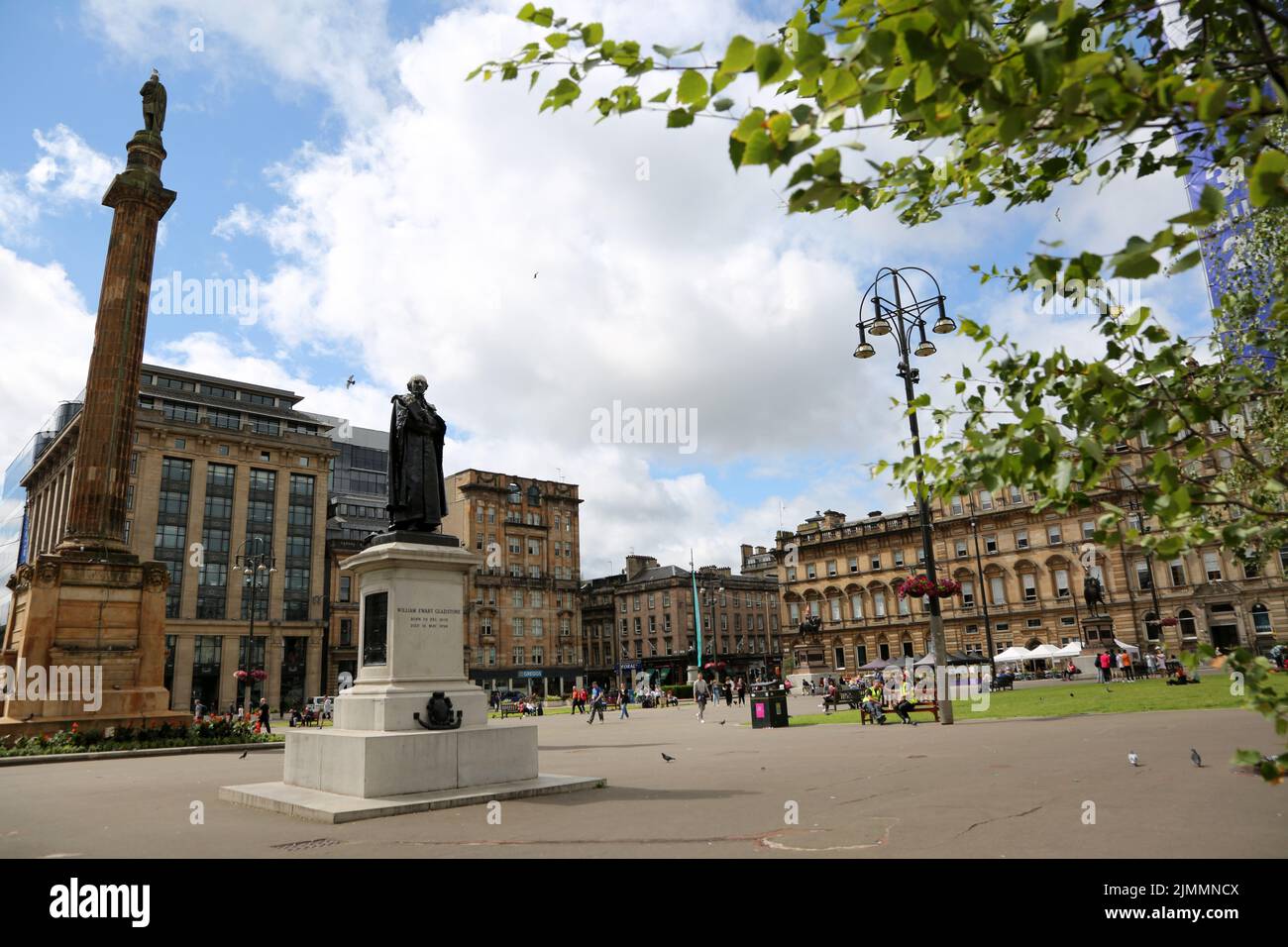 George Square, Glasgow, Scotland, UK. Statue of Wiliam Ewart Gladstone ...