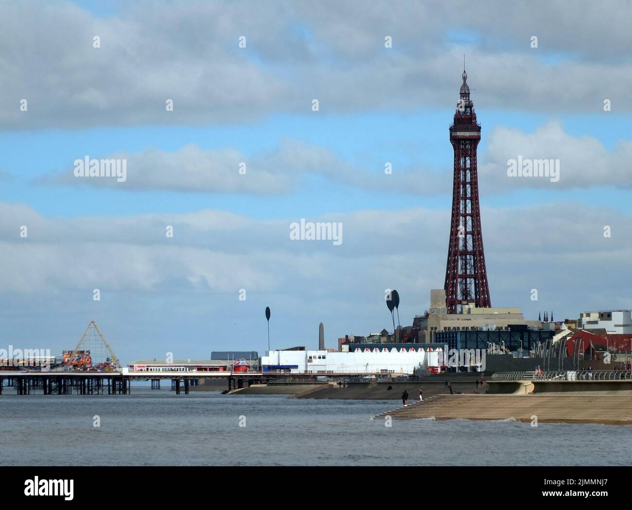Scenic view of blackpool from the south with waves breaking on the ...
