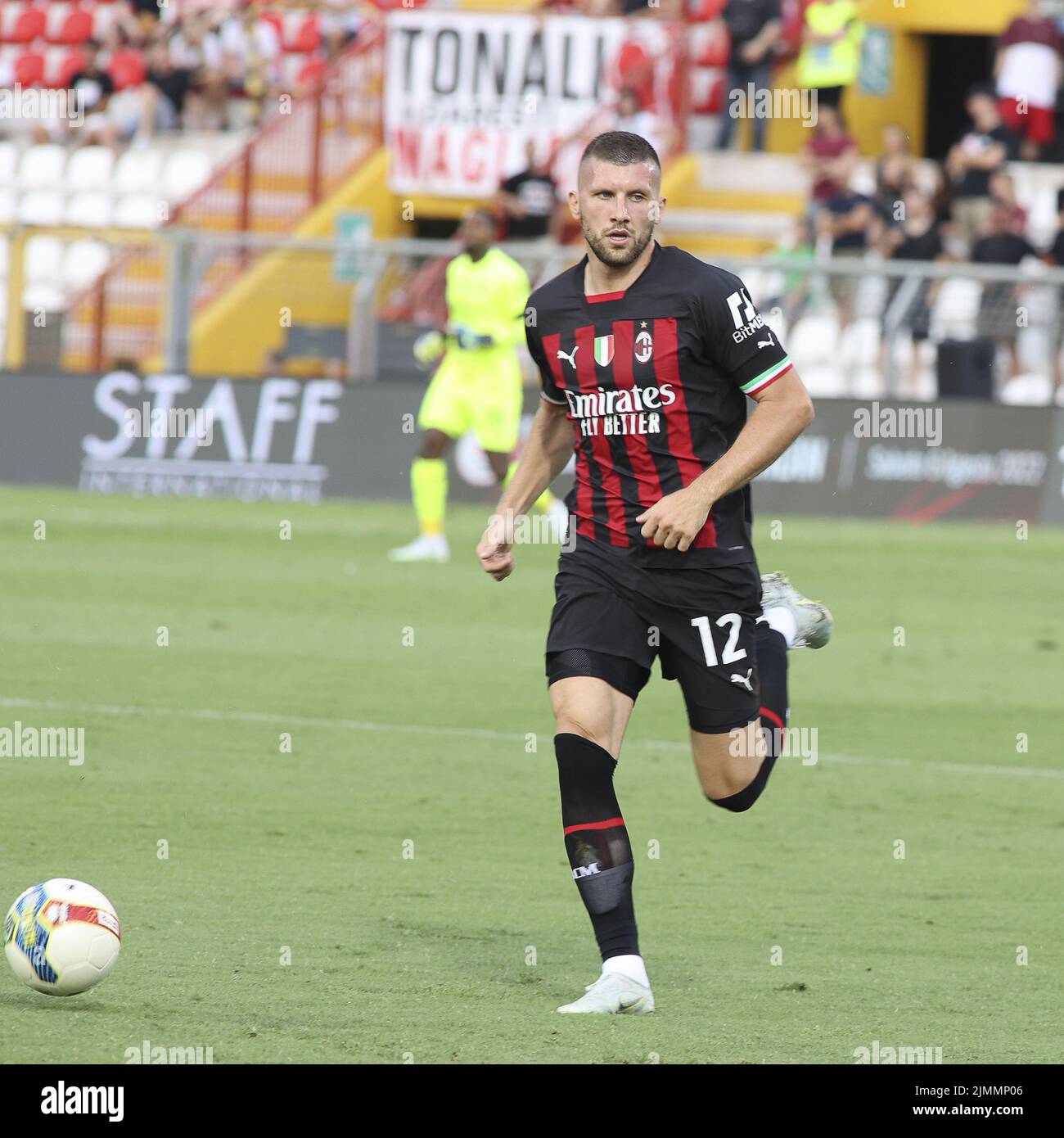 Ante Rebic of AC Milan play the ball during LR Vicenza vs AC Milan ...