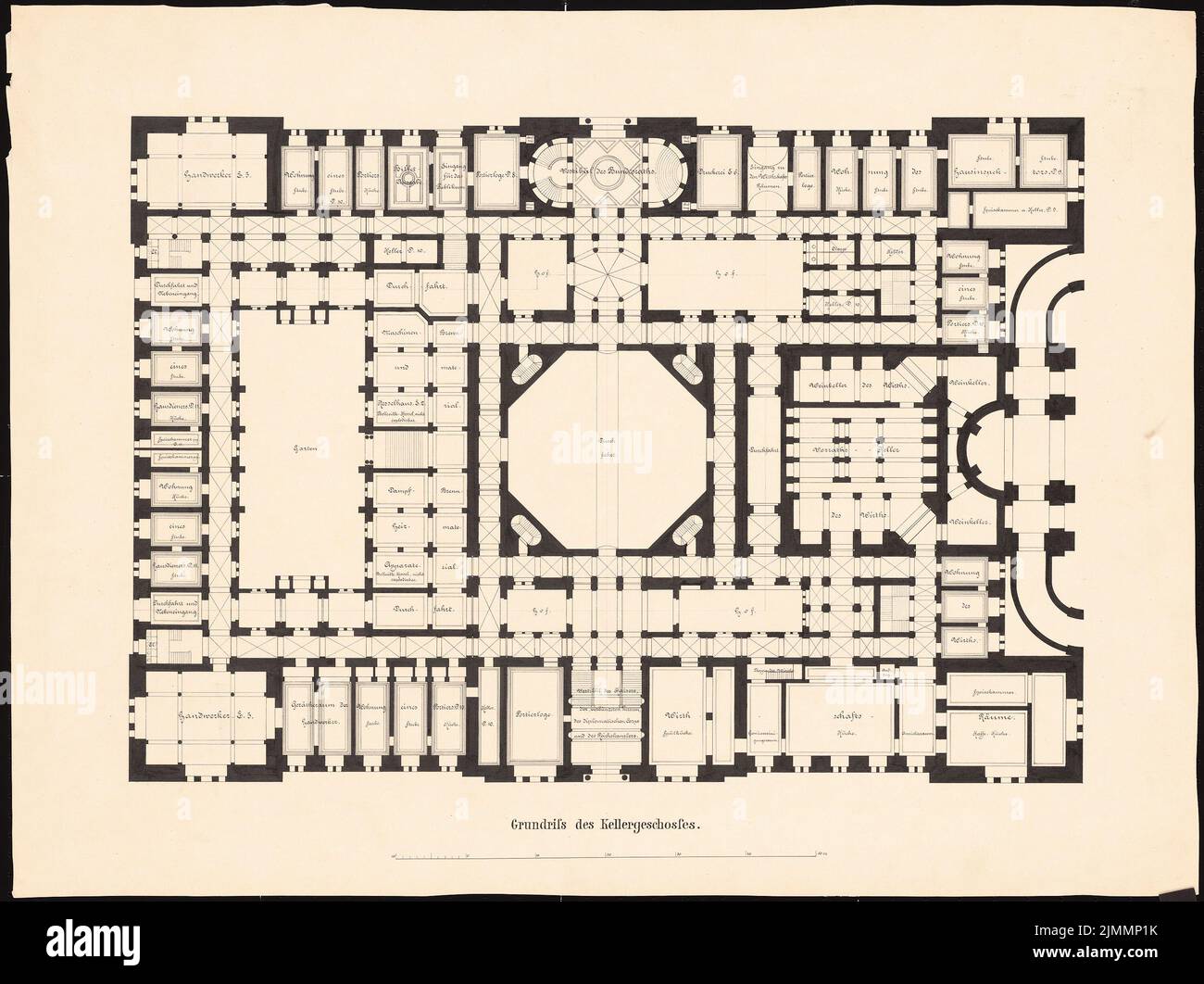 Orth August (1828-1901), Reichstag, Berlin (1882): floor plan of the ...