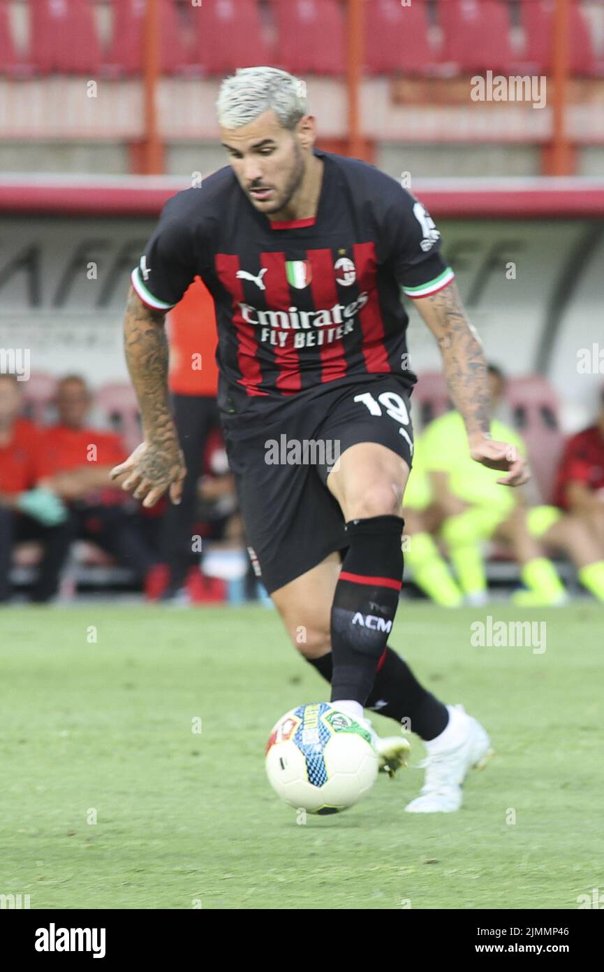Theo Hernandez of AC Milan play the ball during LR Vicenza vs AC Milan ...