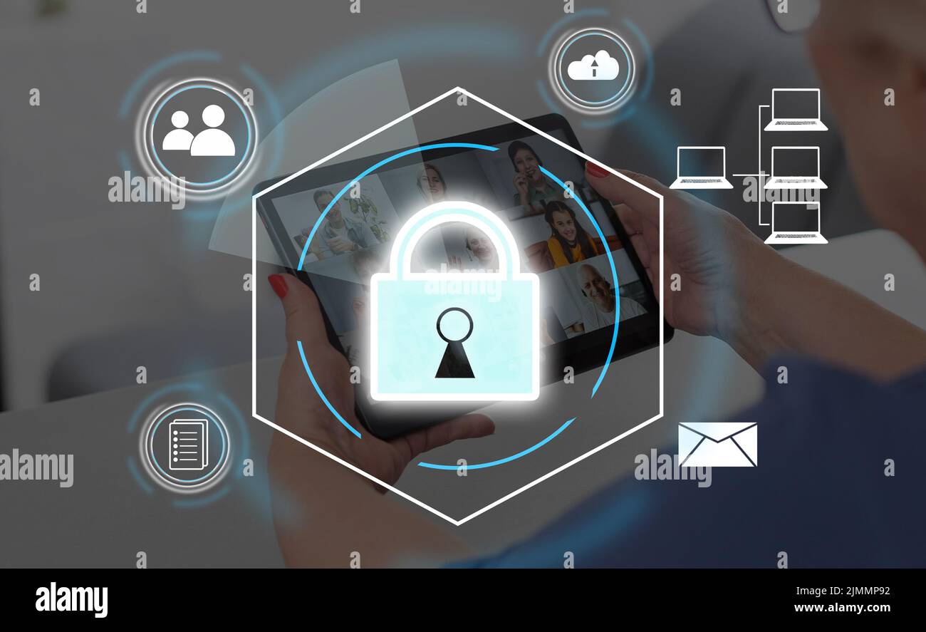 Personal Data Protection Act or PDPA concept. Businessmen use a phone ...