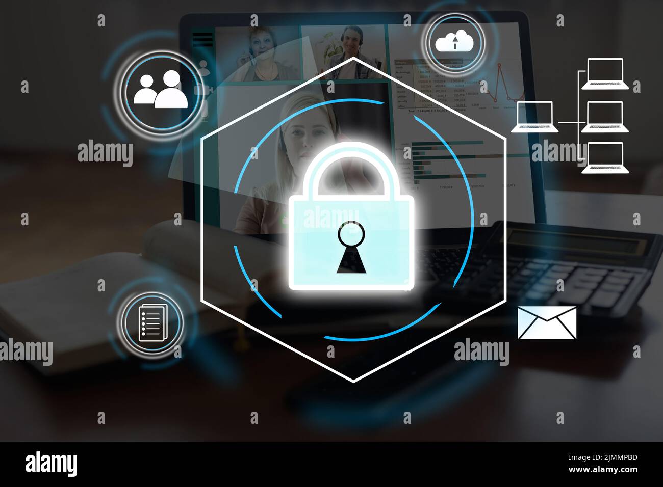 Personal Data Protection Act or PDPA concept. Businessmen use a phone ...