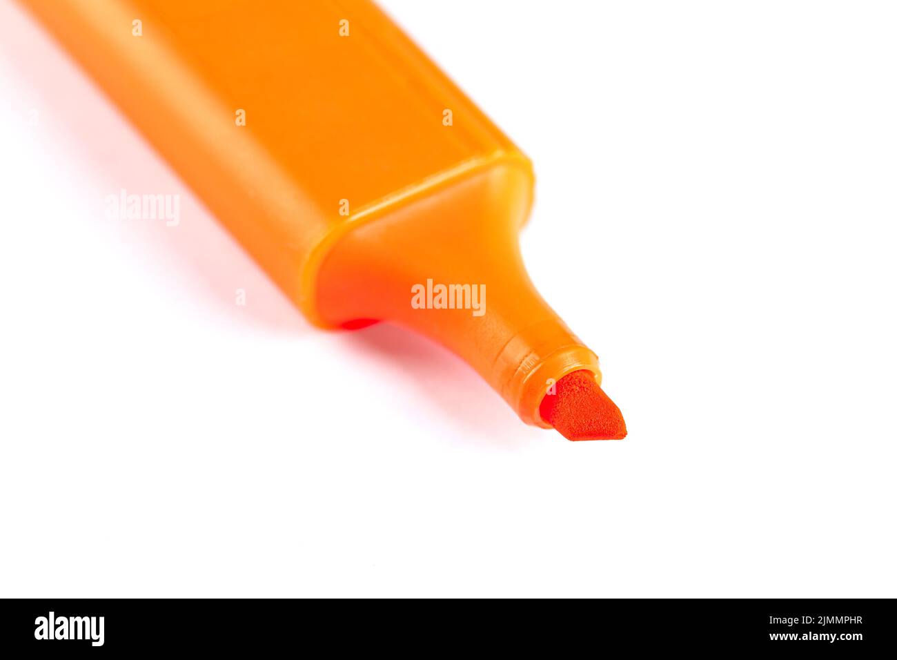 Orange highlighter isolated over white background. Close-up view Stock ...