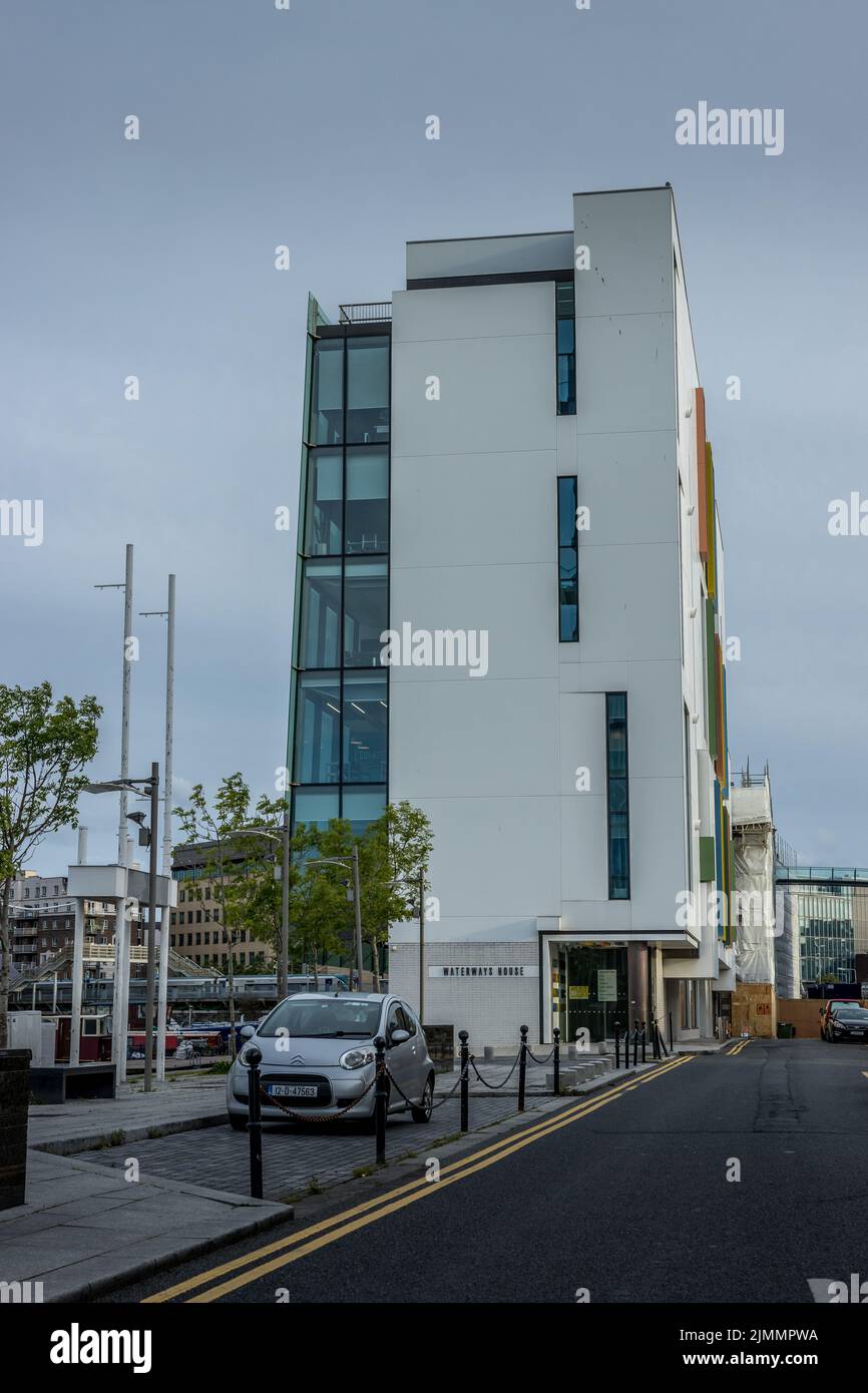 A beautiful view of a modern building with transparent windows Stock ...