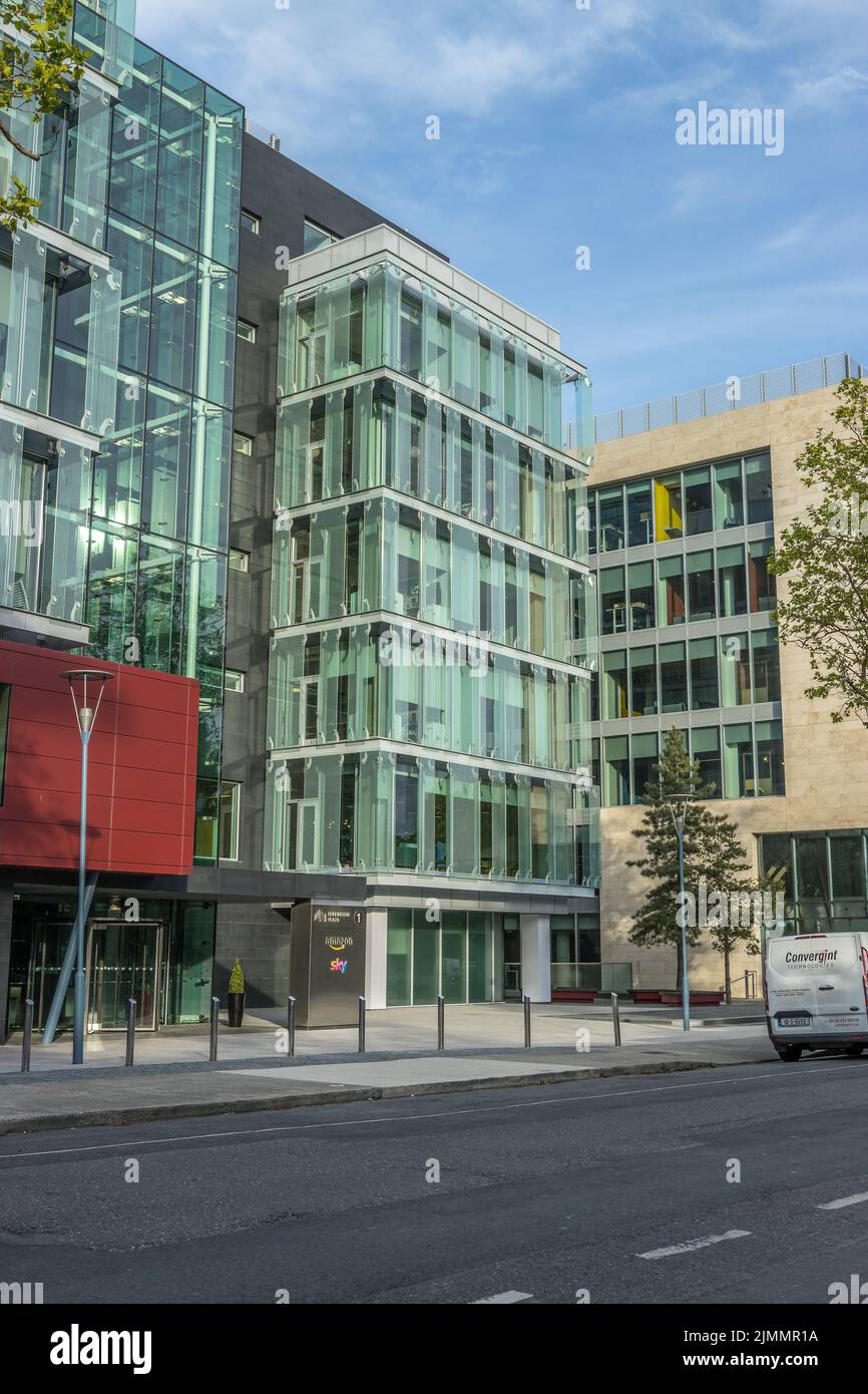 A beautiful view of a modern building with transparent windows Stock ...