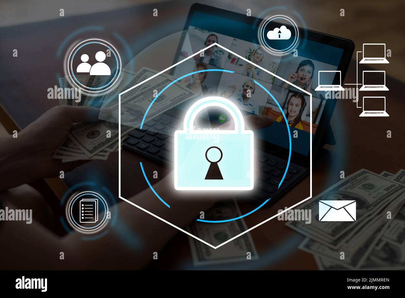 cybersecurity concept Global network security technology, business ...