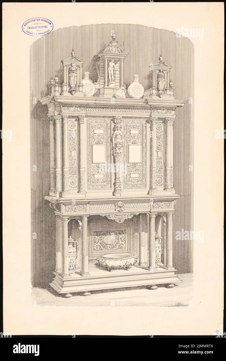 Rieß Carl (1831-1884), closet (without dat.): View. Ink on cardboard ...