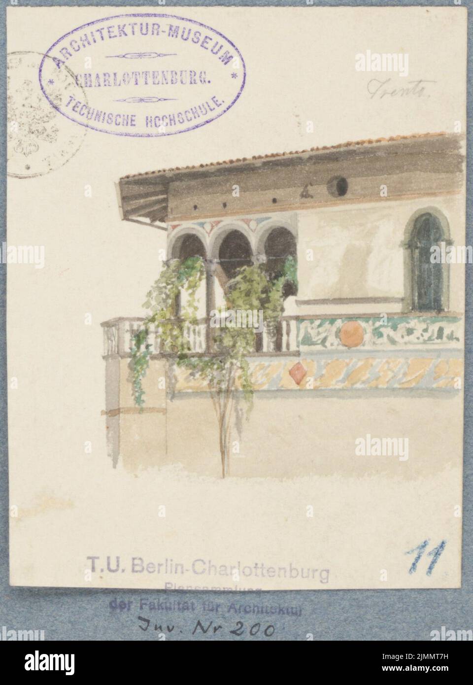 Beckmann Carl (1799-1859), Villa, Trento (without dat.): Perspective ...