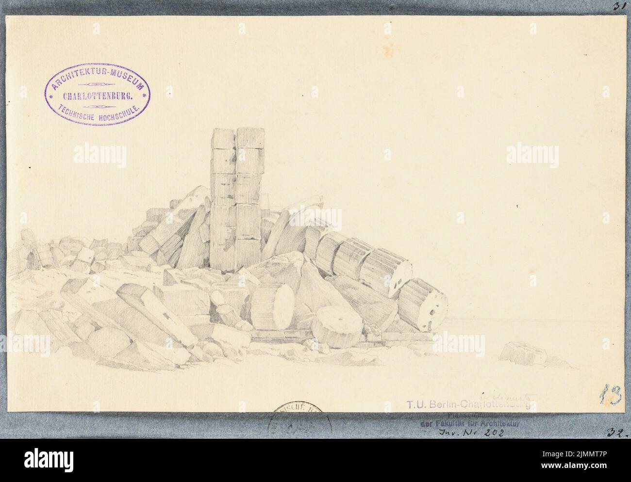 Beckmann Carl (1799-1859), debris, Selinunt (without date): rubble ...