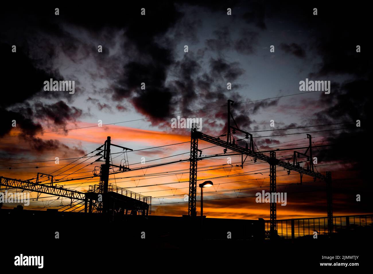 Telephone pole silhouette and sunset Stock Photo - Alamy