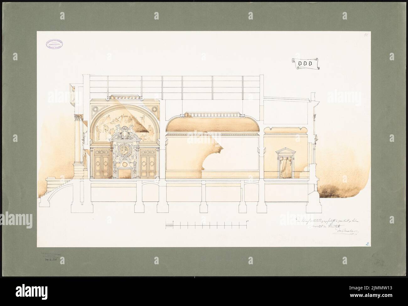 Diefenbach Wilhelm, Museum (1893-1893): Longitudinal section with ...