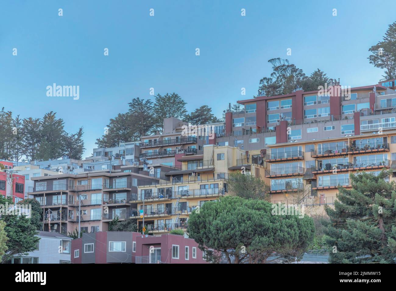 Sloped apartment buildings with terrace in San Francisco, California ...