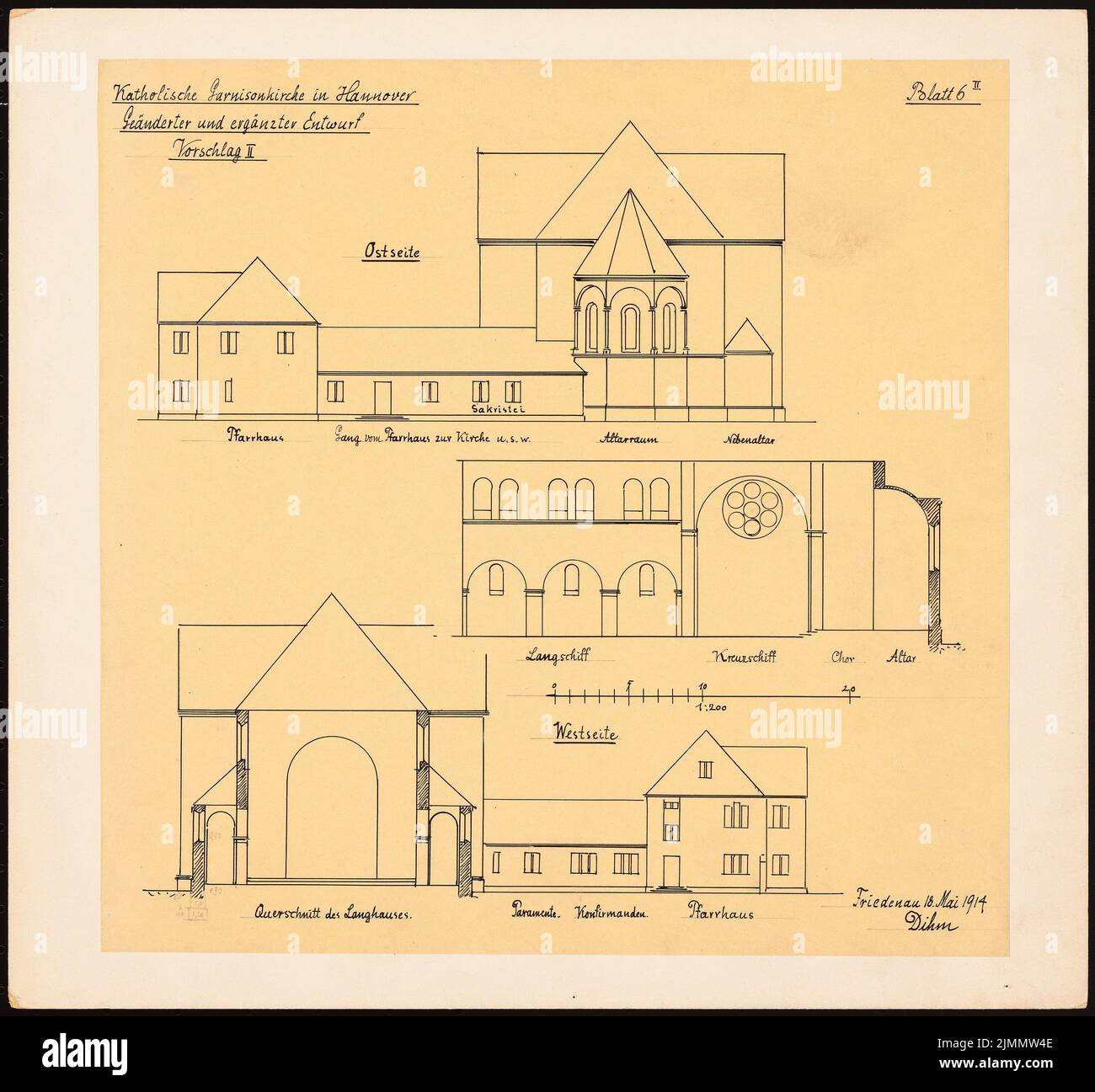 DIHM Ludwig (1849-1928), Catholic garrison church, Hanover (18.05.1914 ...