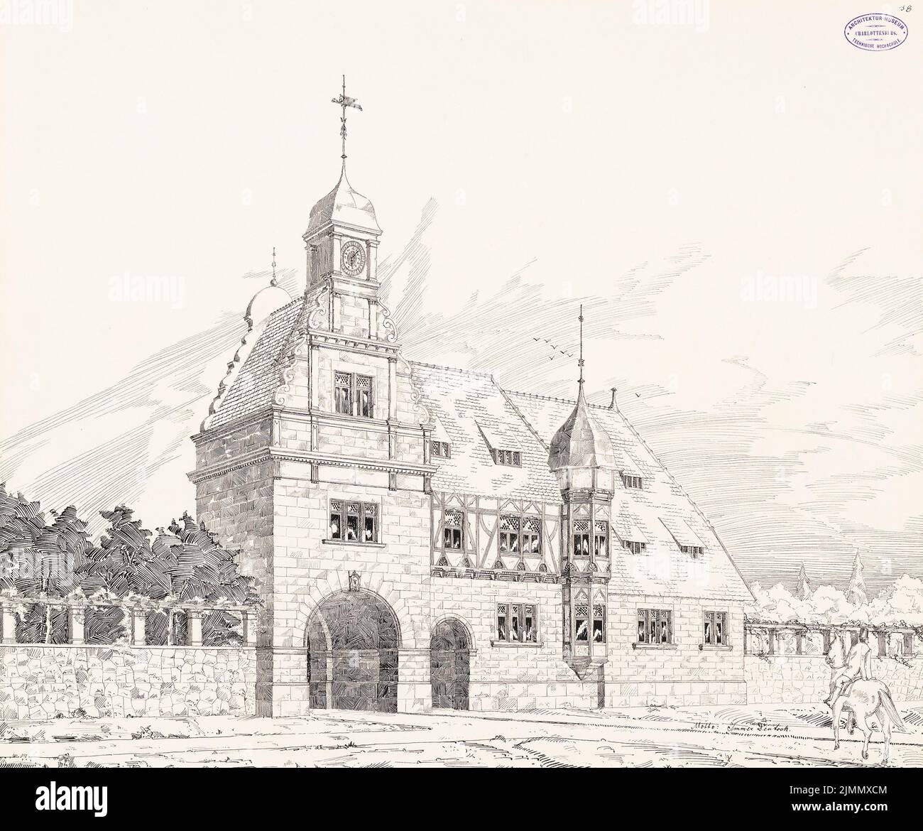 Dupont Karl, gate building to a princely park (1900-1900): perspective ...