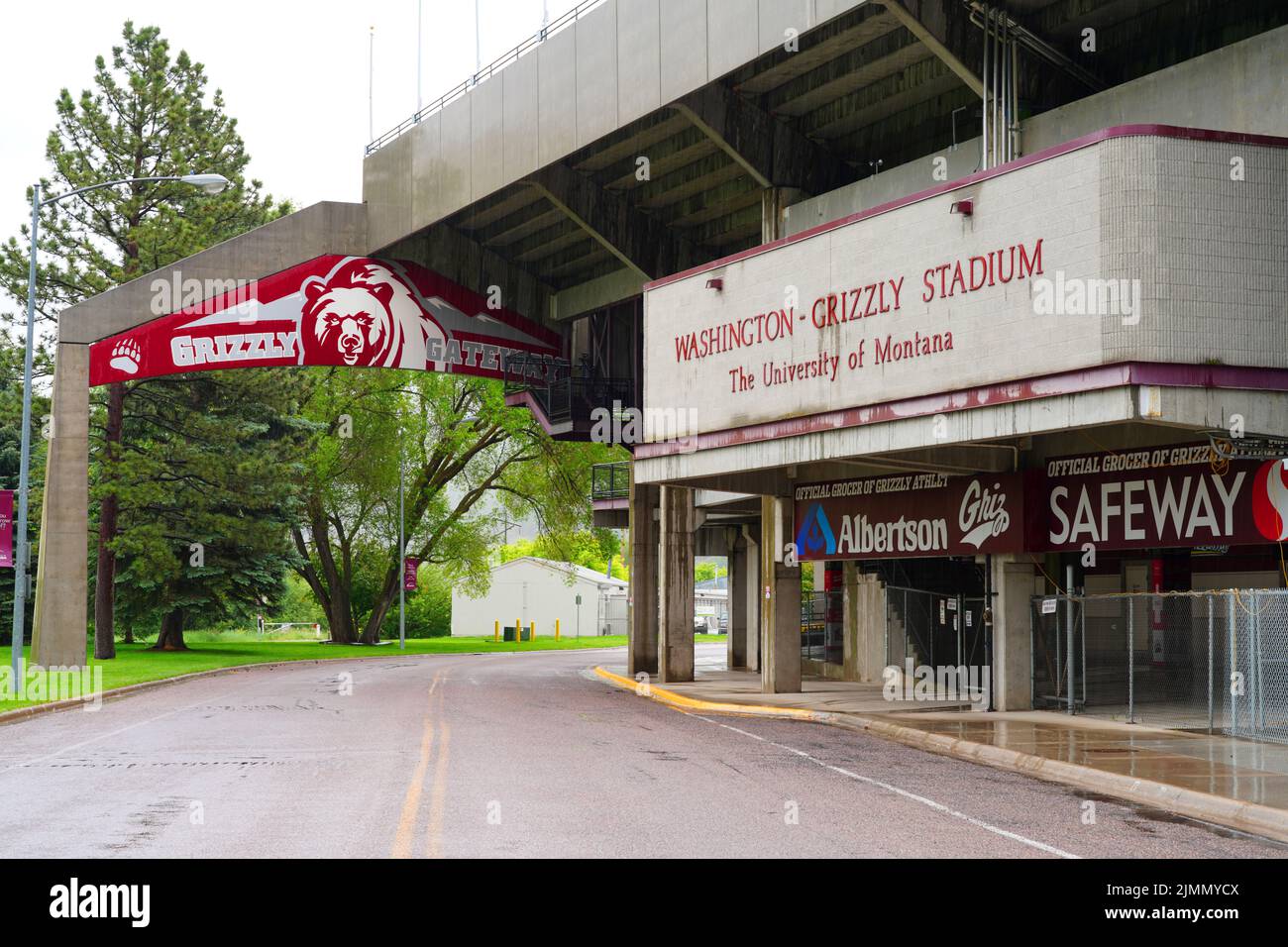 MISSOULA, MT -10 JUN 2021- View of the college campus of the University ...
