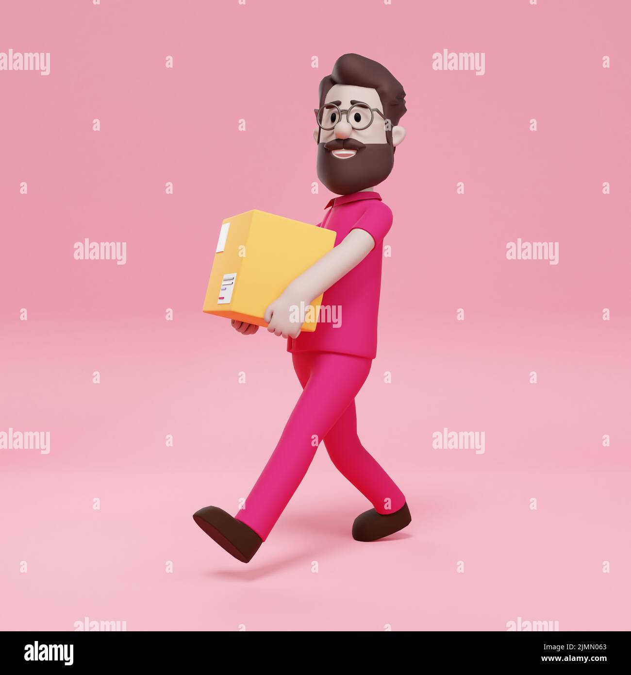 3D Man Delivery Package Fast Happy Transportation Logistic Network ...