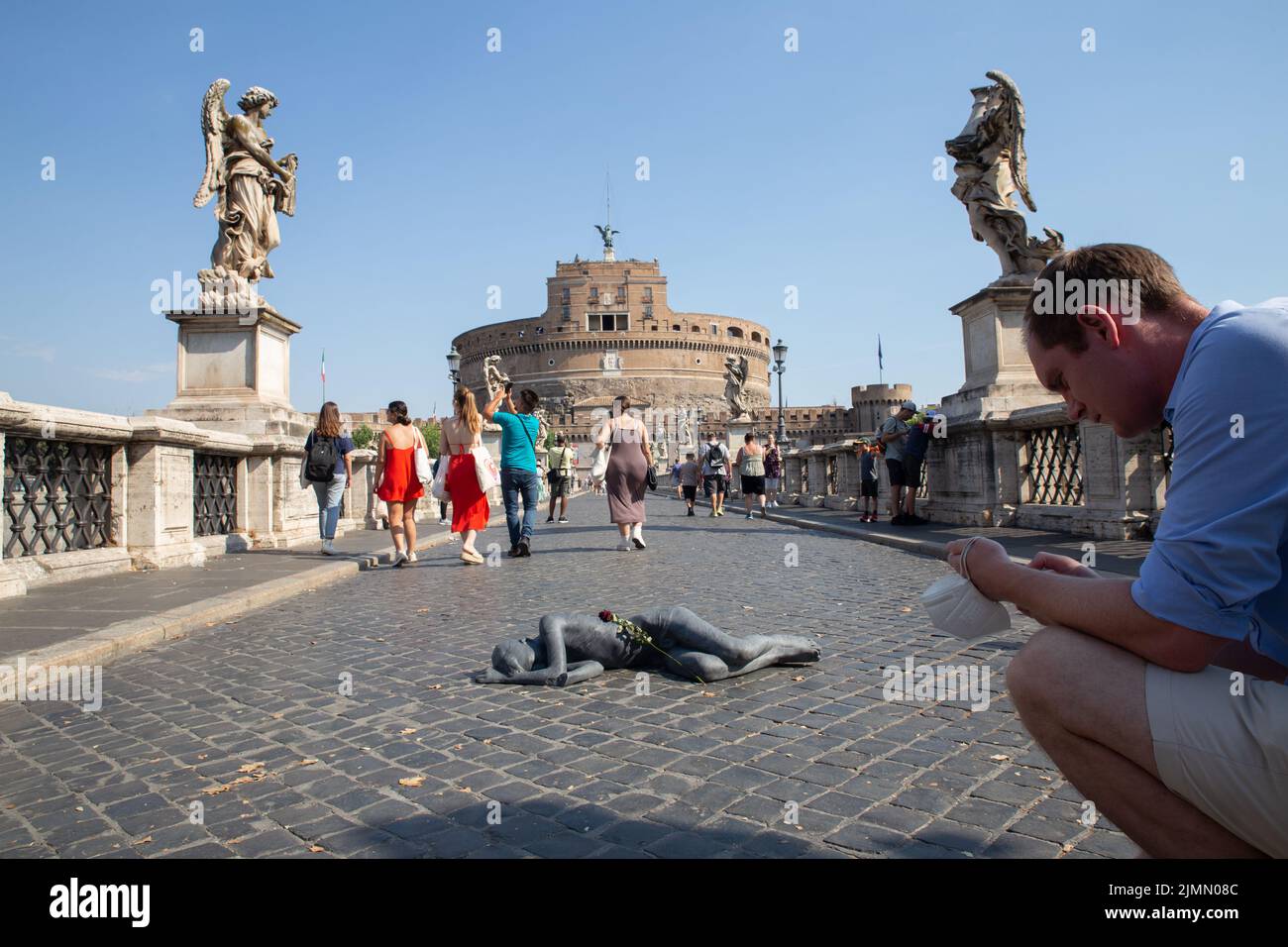 View of the sculpture "In Flagella Paratus Sum" made by Italian artist ...