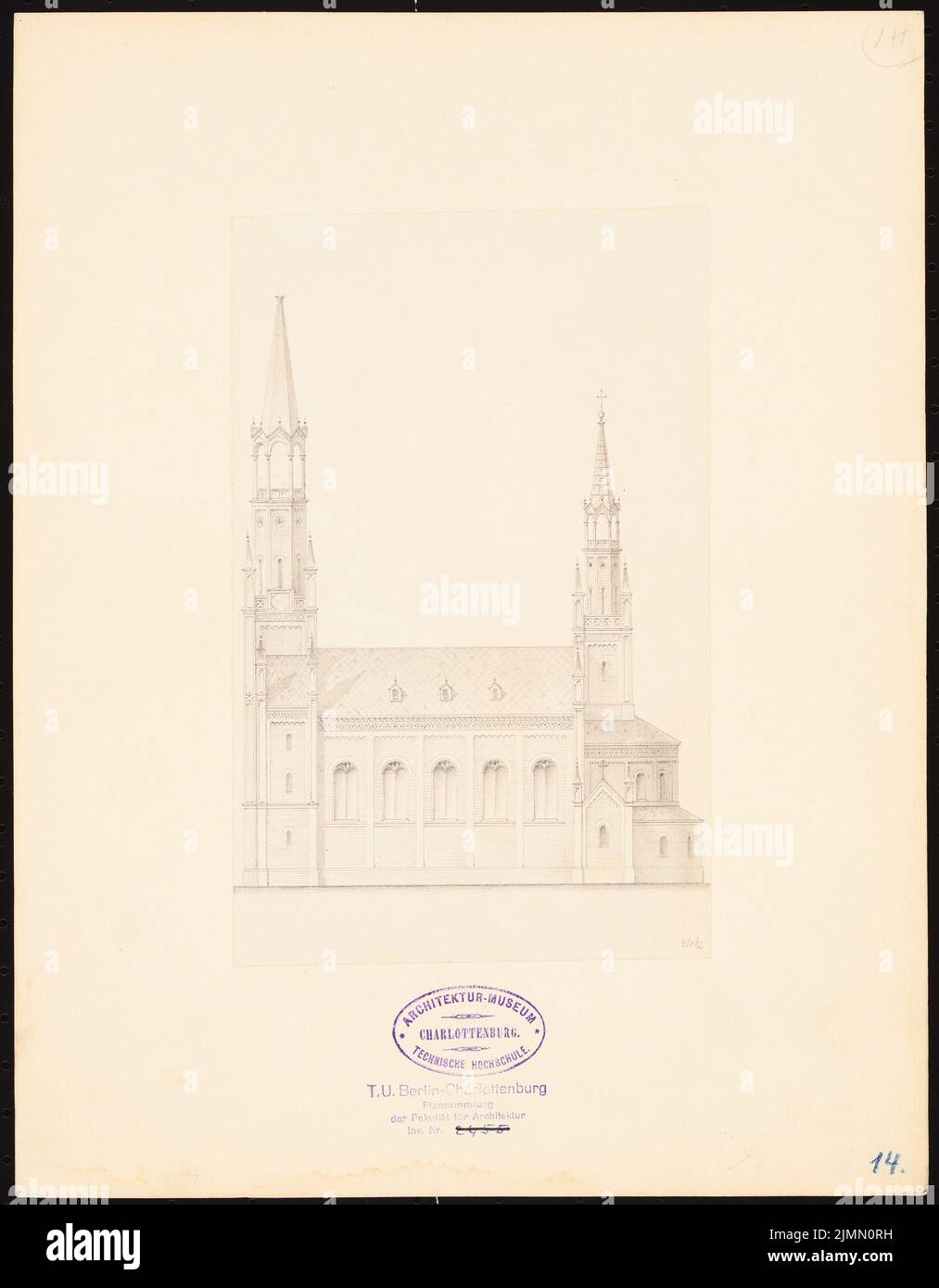 Holz Wilhelm Ferdinand (1799-1873), church (without dat.): Side view ...