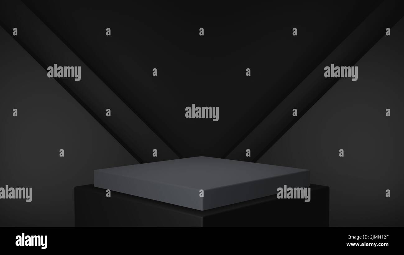 3D Black Square Product Display Podium Stock Photo - Alamy