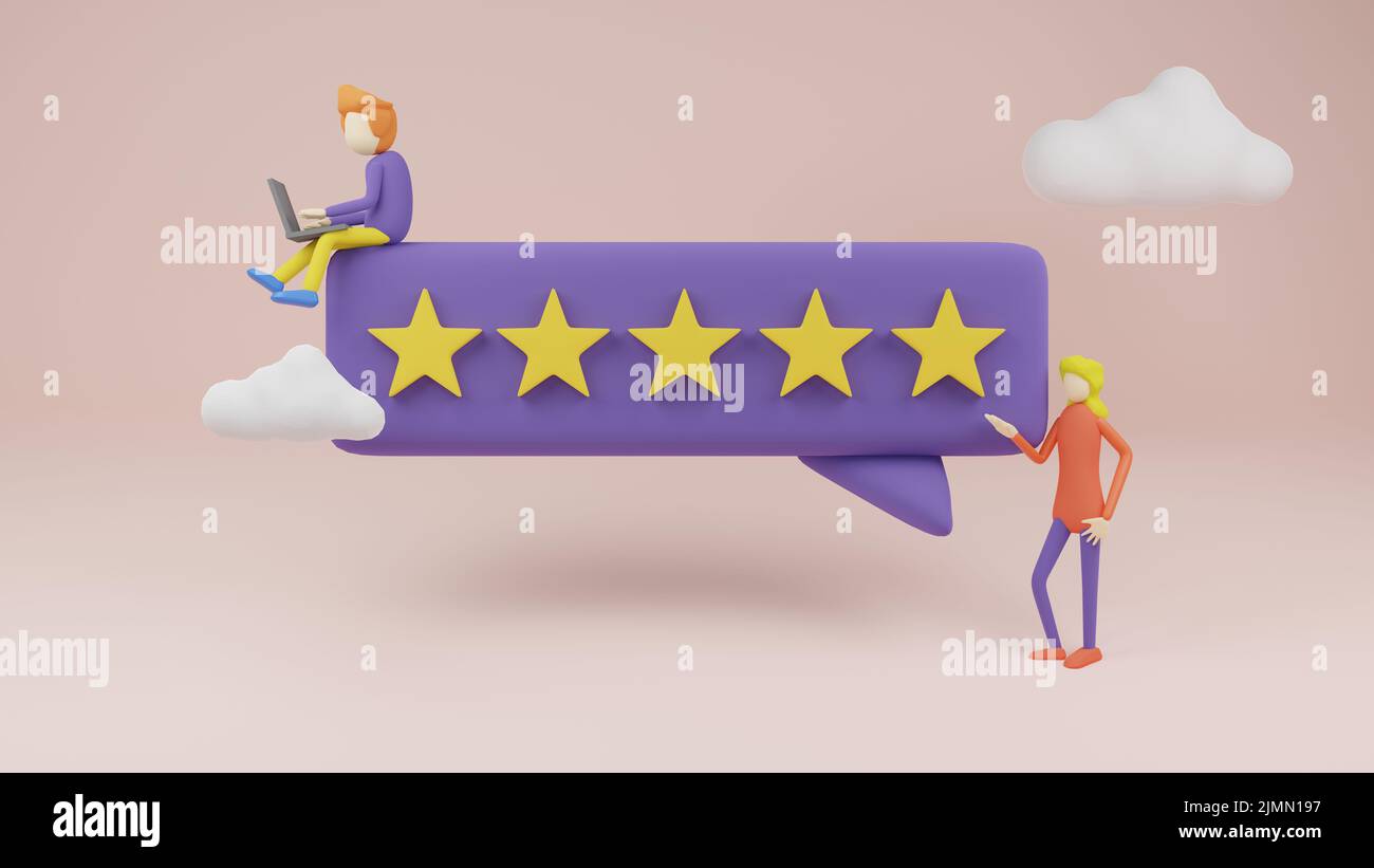 3D Customer Review Recommendation Star Stock Photo - Alamy