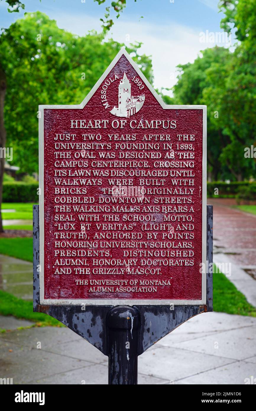 MISSOULA, MT -10 JUN 2021- View of the college campus of the University ...