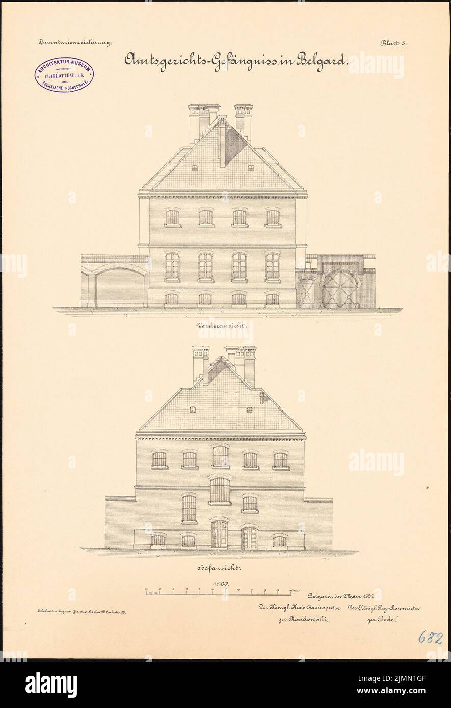 Unknown architect, district court and prison building in Belgard ...