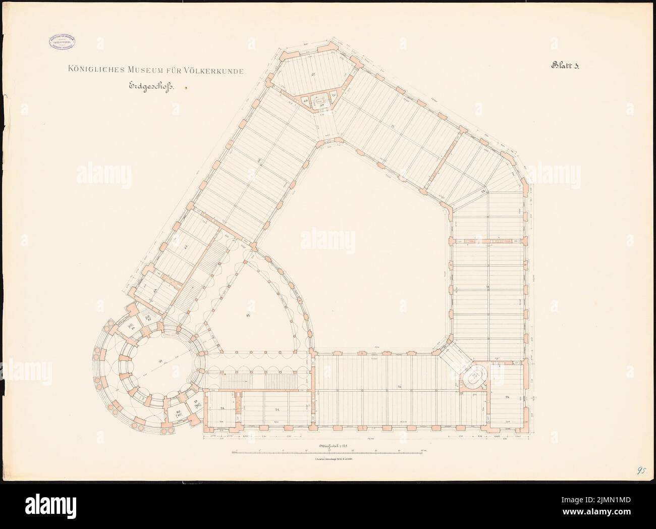 Ende & Böckmann, Museum of Ethnology, Berlin (1880-1886): Floor plan ...
