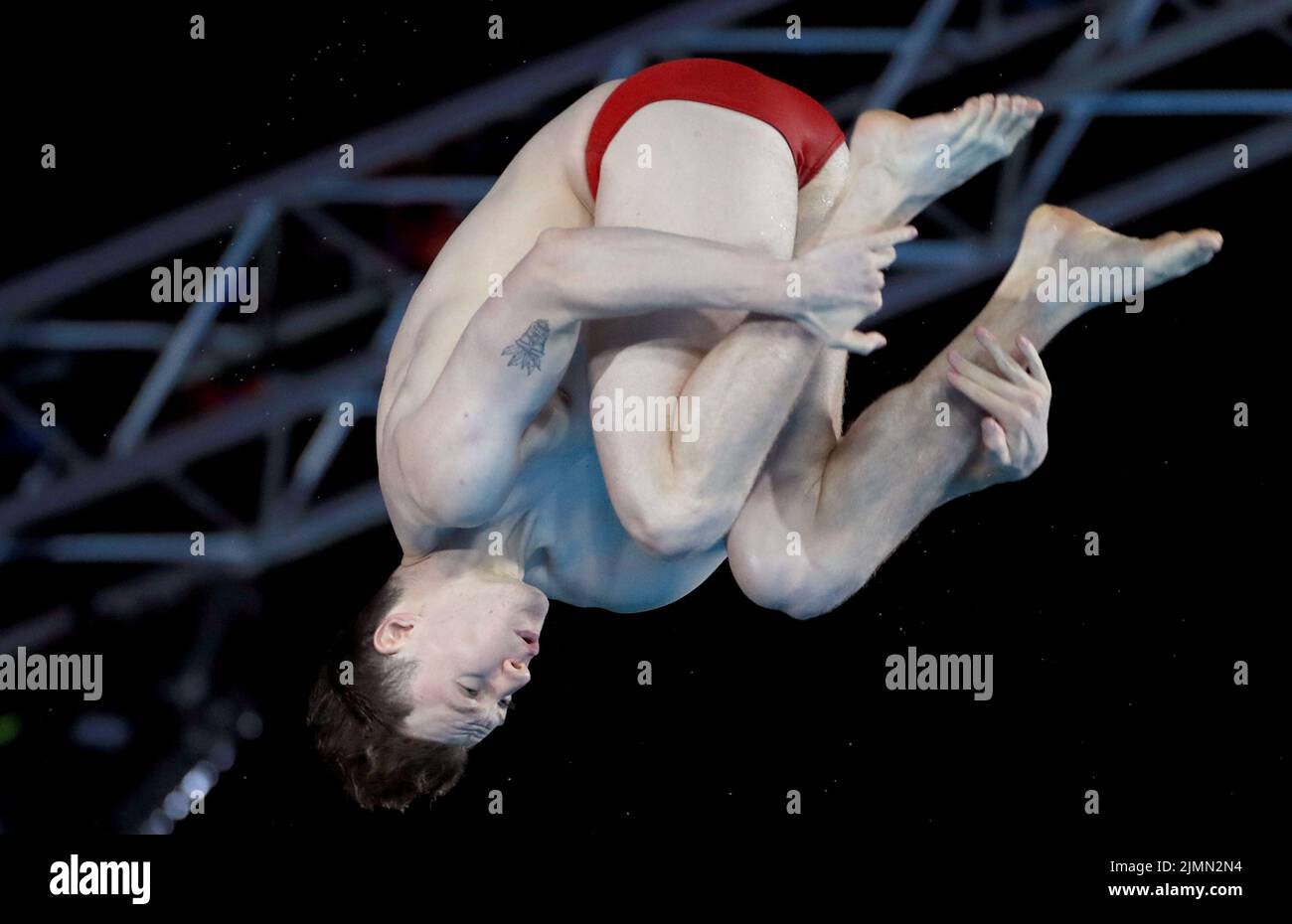 England’s Noah Williams in action during the Men’s 10m Platform ...